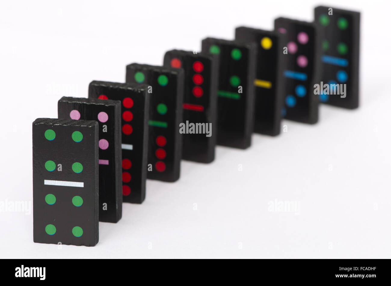 Multicolored domino pieces Stock Photo - Alamy