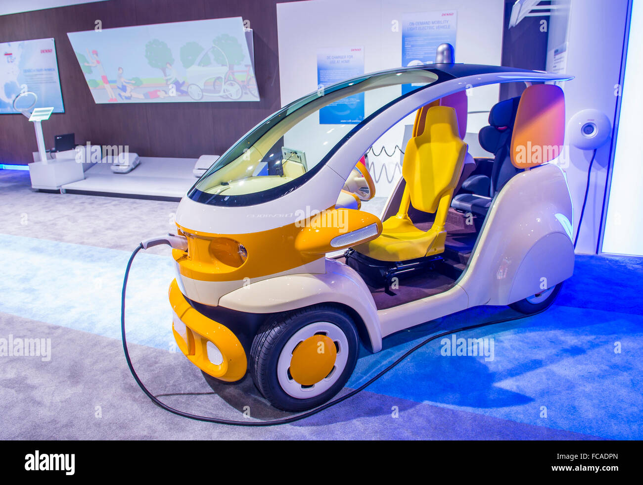 Electric car at the Denso booth at the CES Show in Las Vegas Stock ...