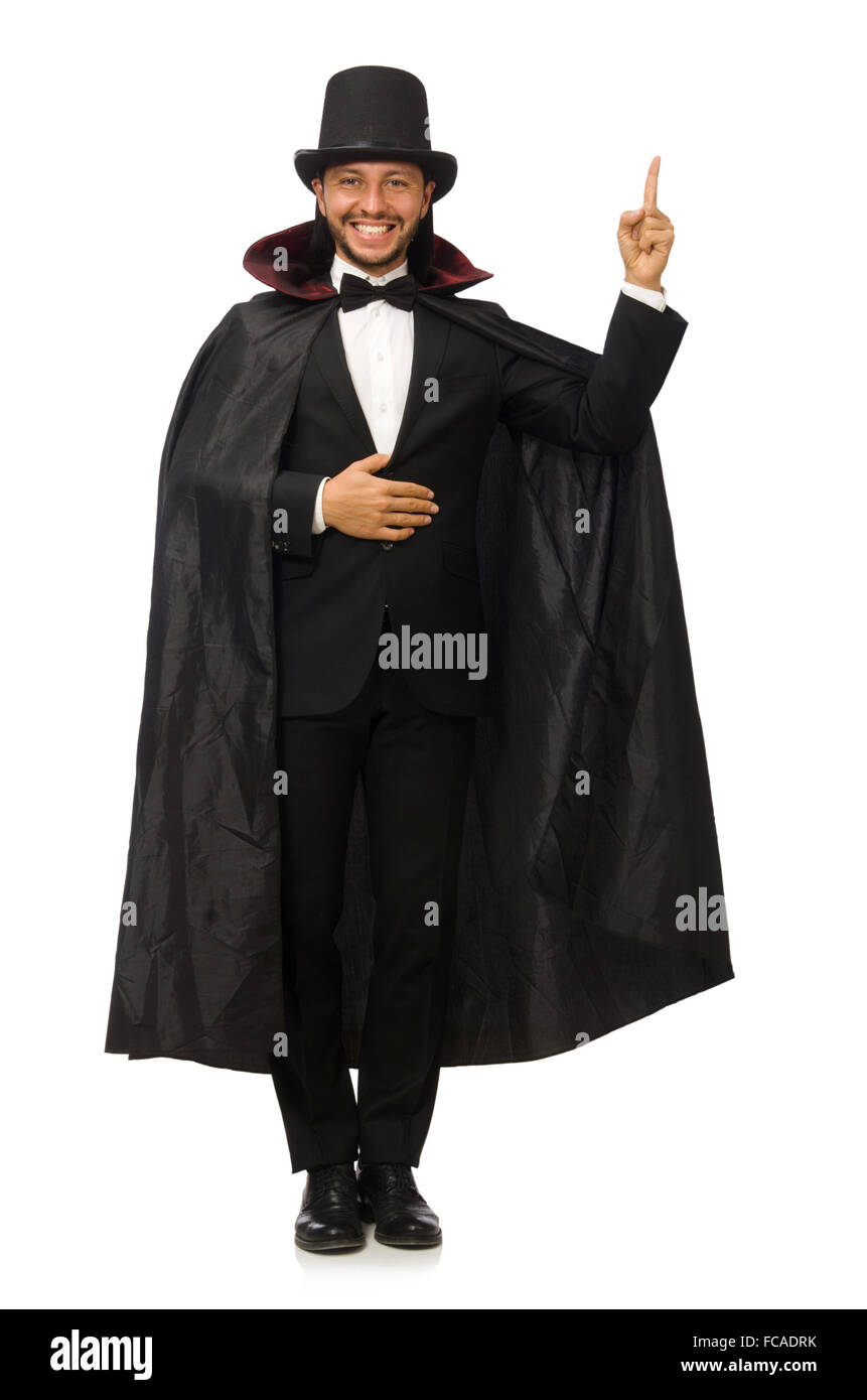 Man magician isolated on white Stock Photo - Alamy