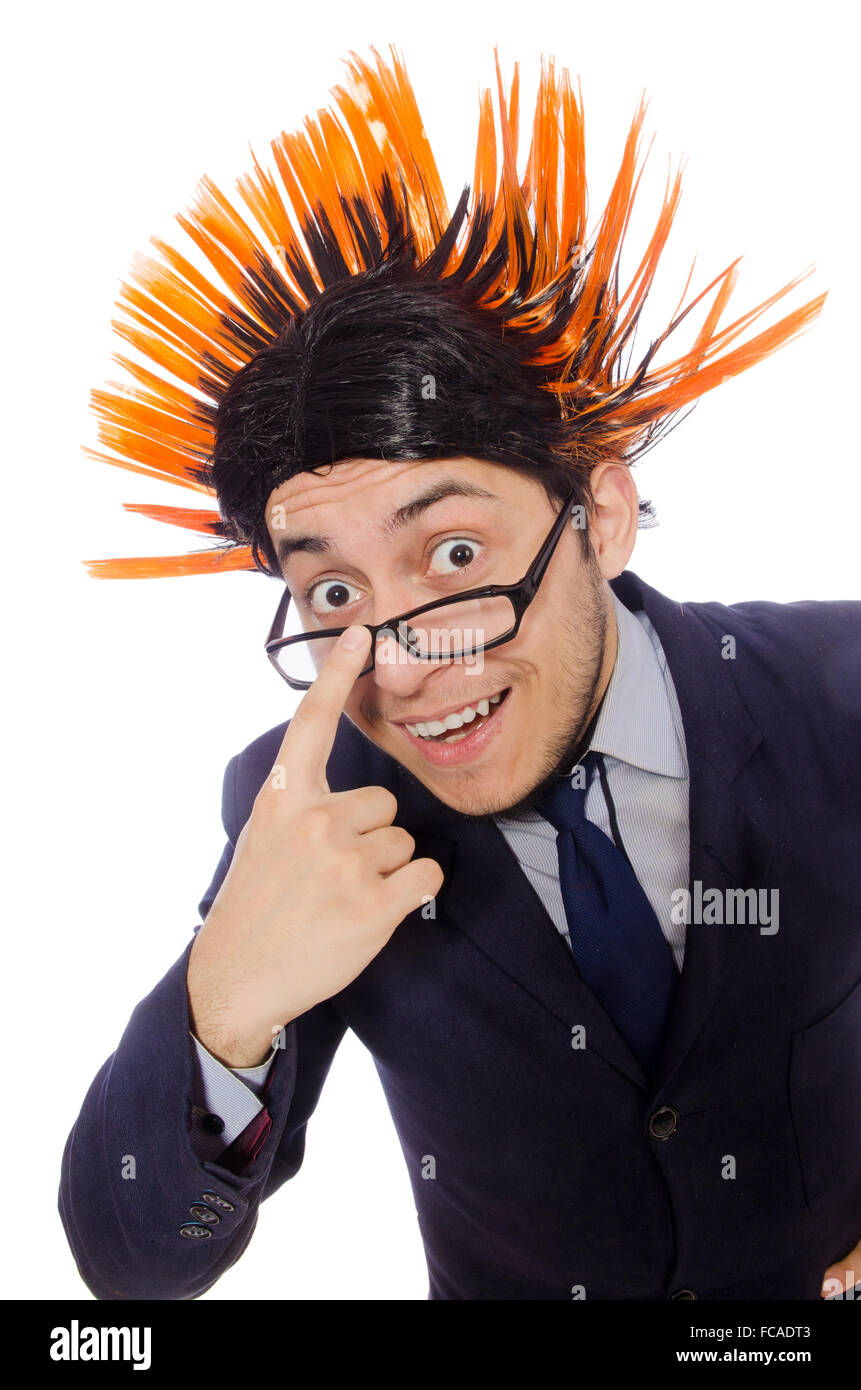 Funny man with mohawk hairstyle Stock Photo - Alamy