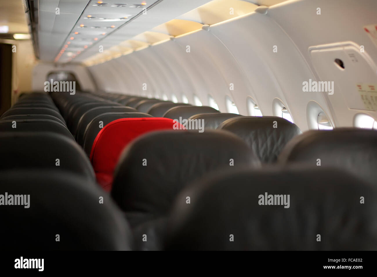 Inside an empty plane Stock Photo - Alamy