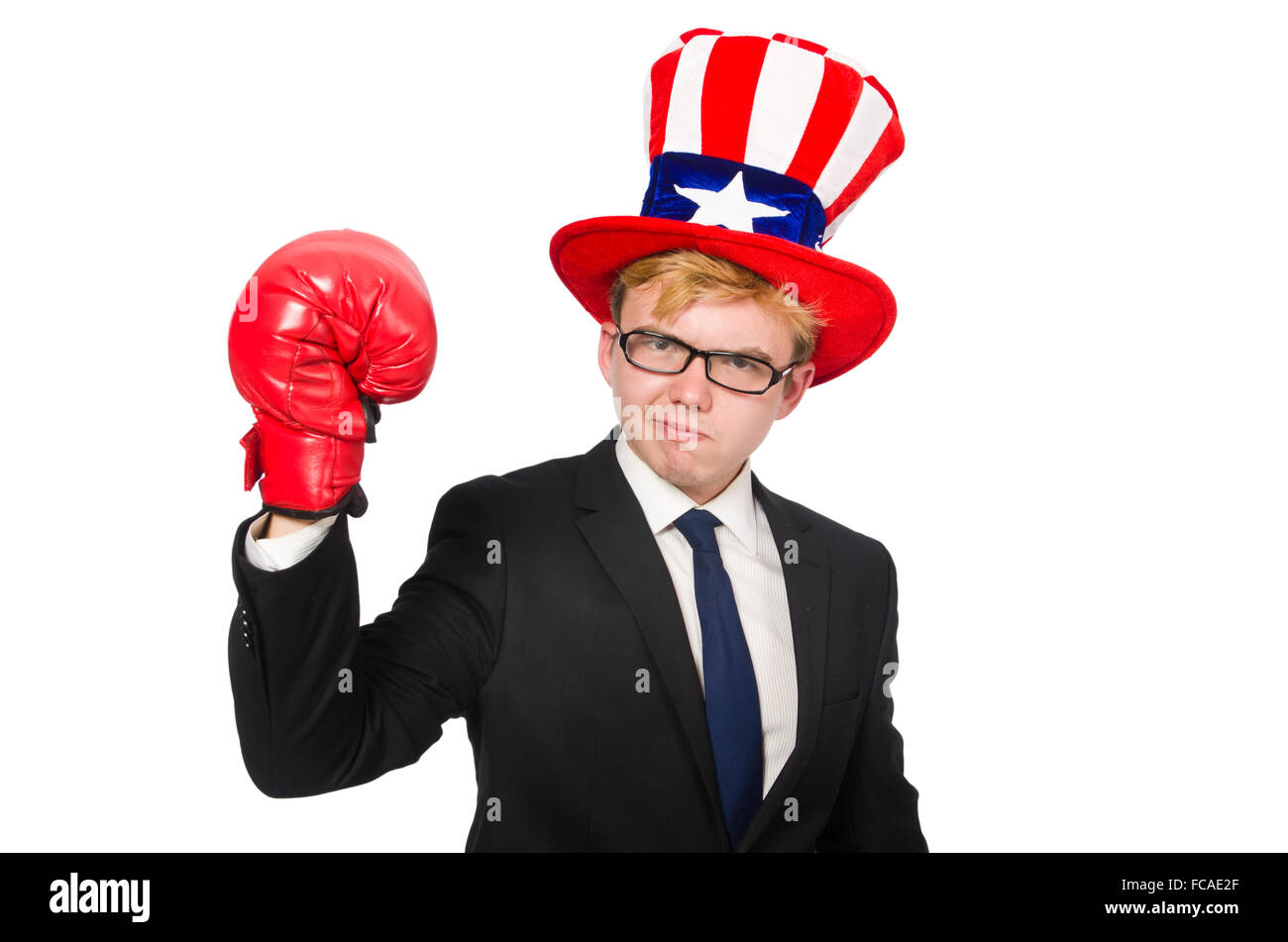 Man wearing hat with american symbols Stock Photo - Alamy