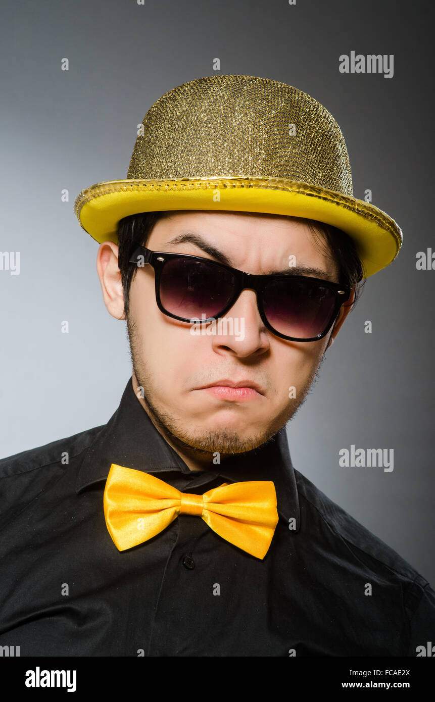 The funny man with vintage hat Stock Photo - Alamy