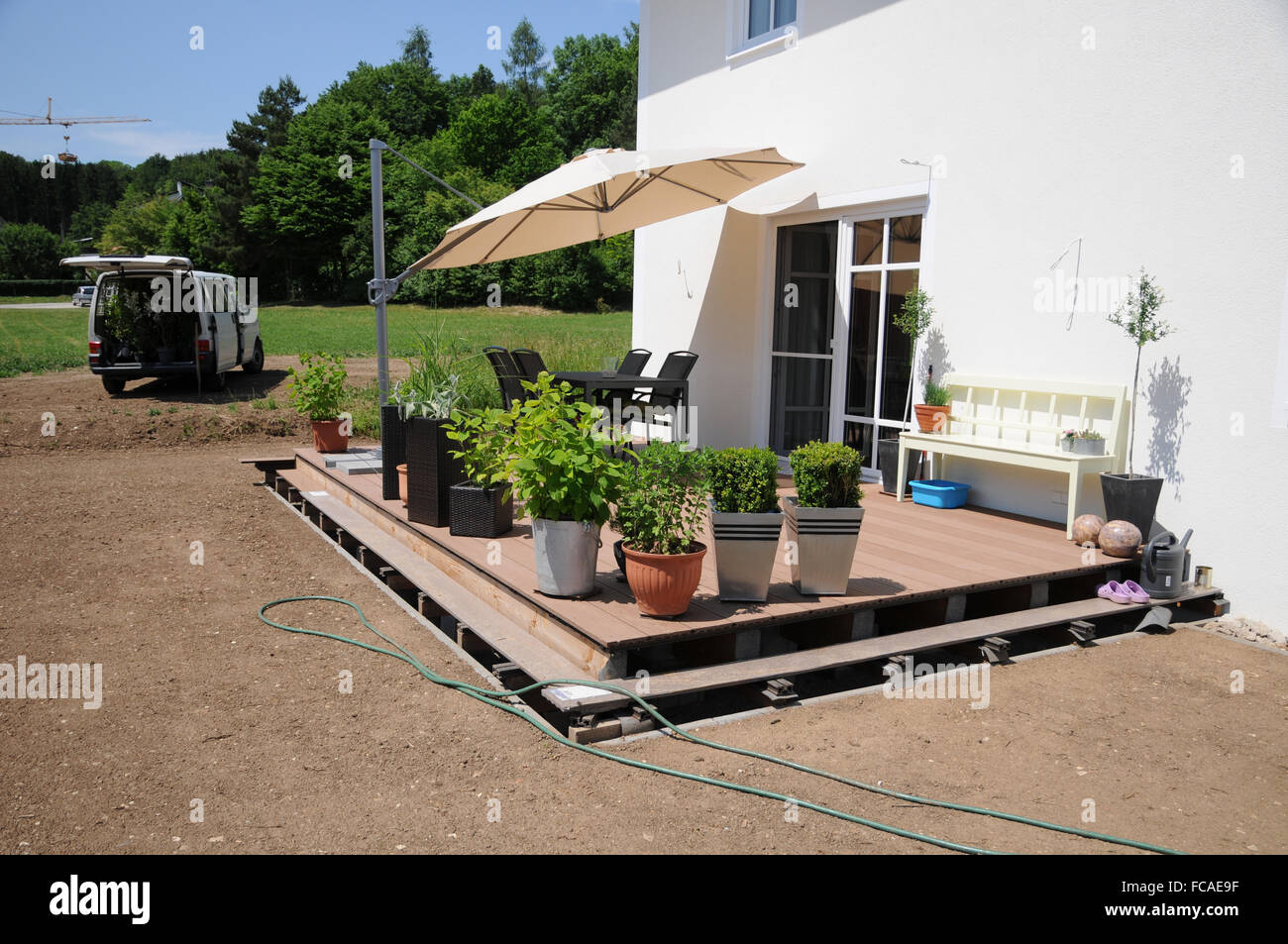 Building a wooden deck Stock Photo - Alamy