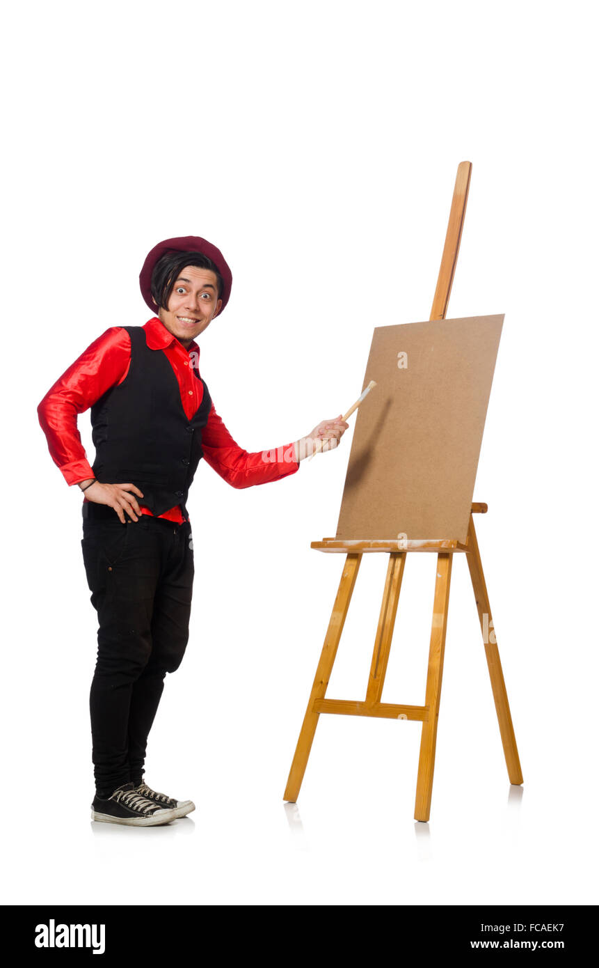 The funny artist isolated on white Stock Photo - Alamy