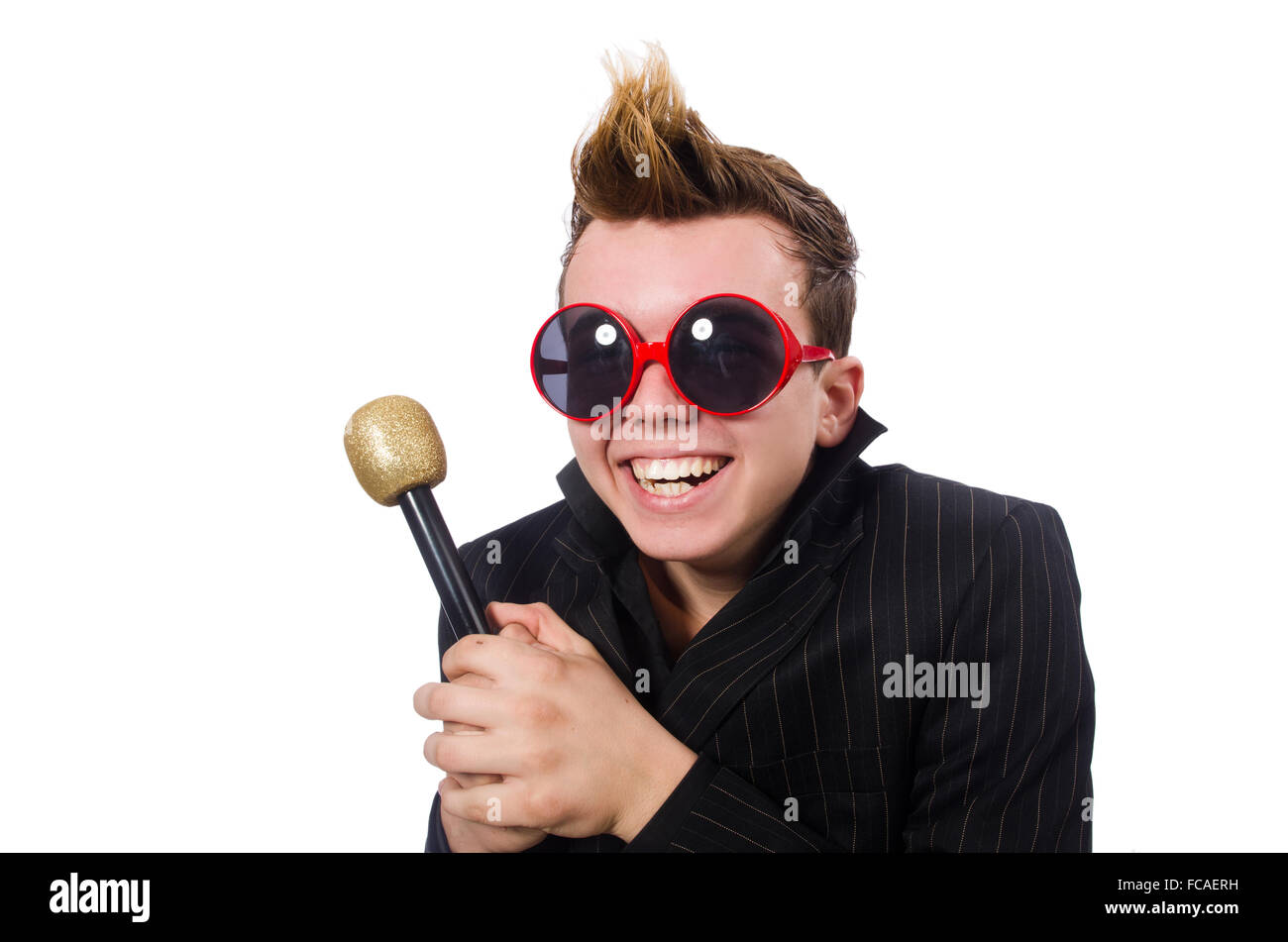 The singing man in karaoke concept Stock Photo - Alamy