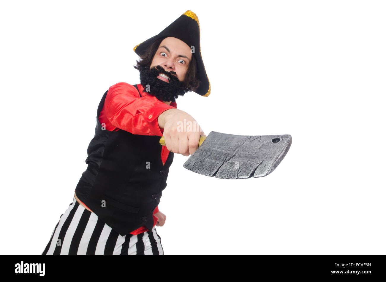 The funny pirate isolated on the white Stock Photo - Alamy