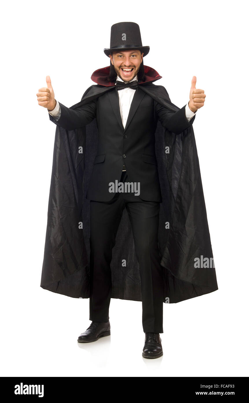 Man magician isolated on white Stock Photo - Alamy