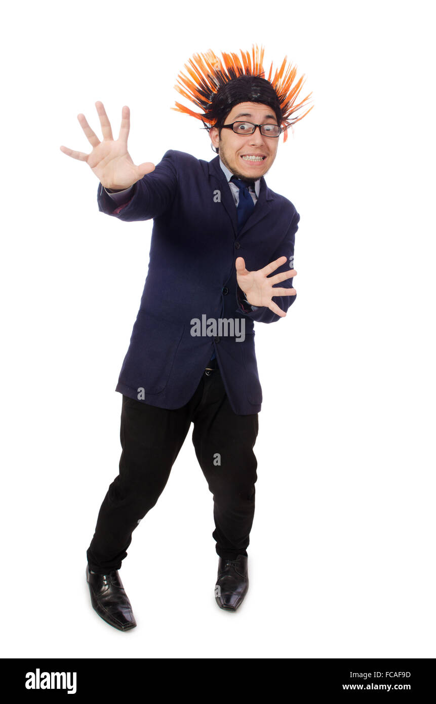 Funny man with mohawk hairstyle Stock Photo - Alamy