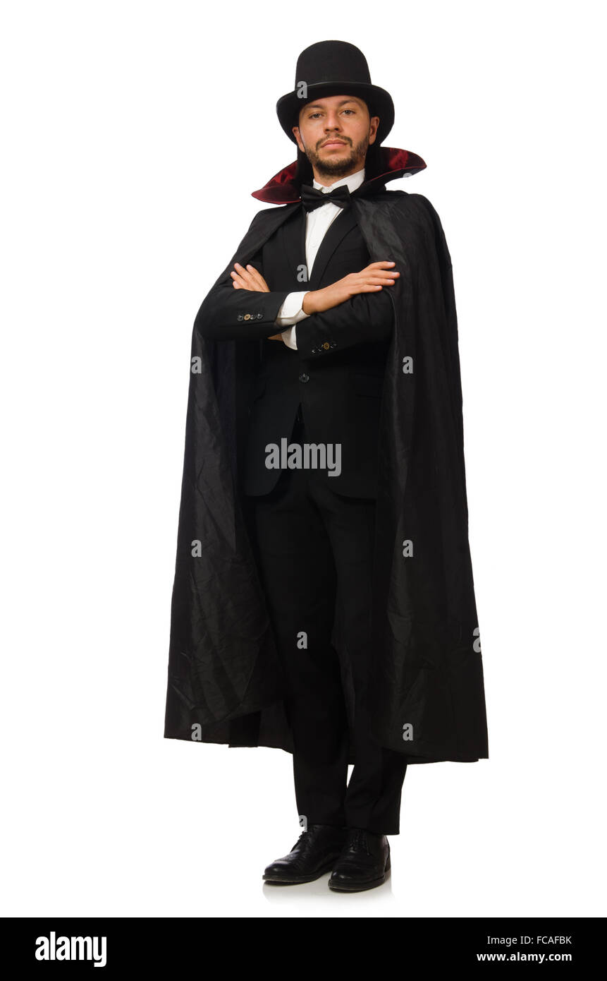 Man magician isolated on white Stock Photo - Alamy