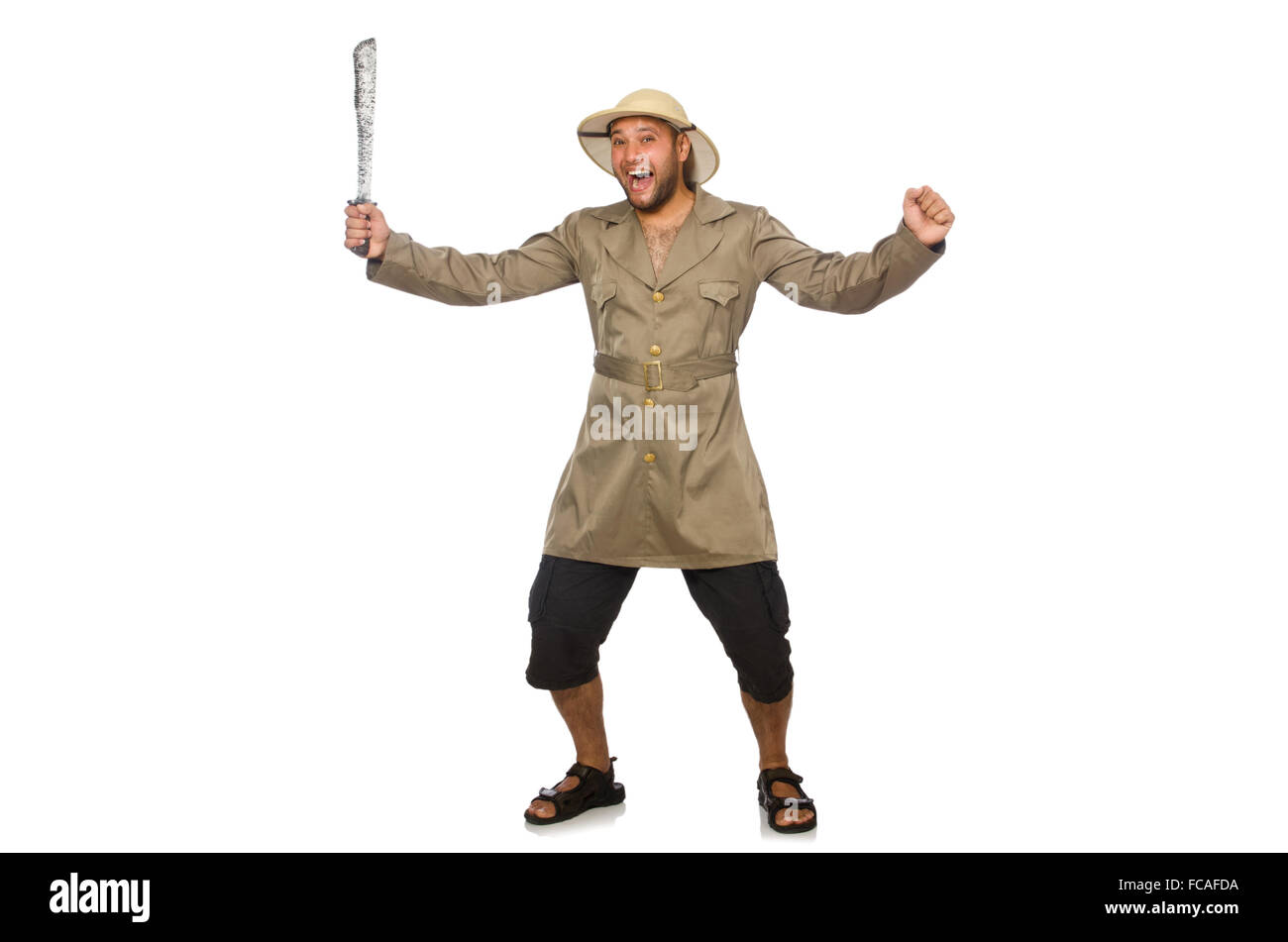 Man with knife isolated on white Stock Photo - Alamy