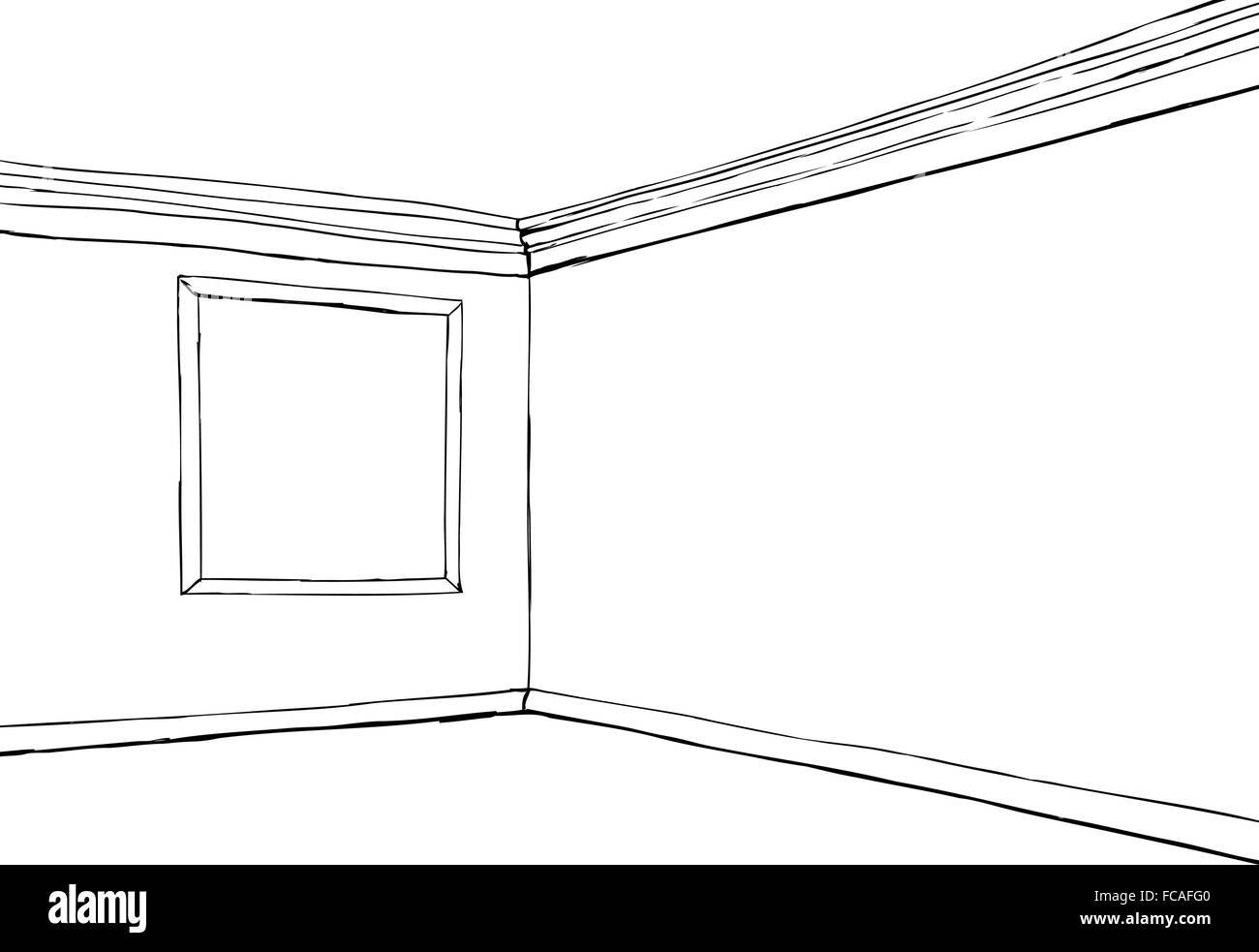 Cartoon empty room background with square frame in corner Stock Vector ...