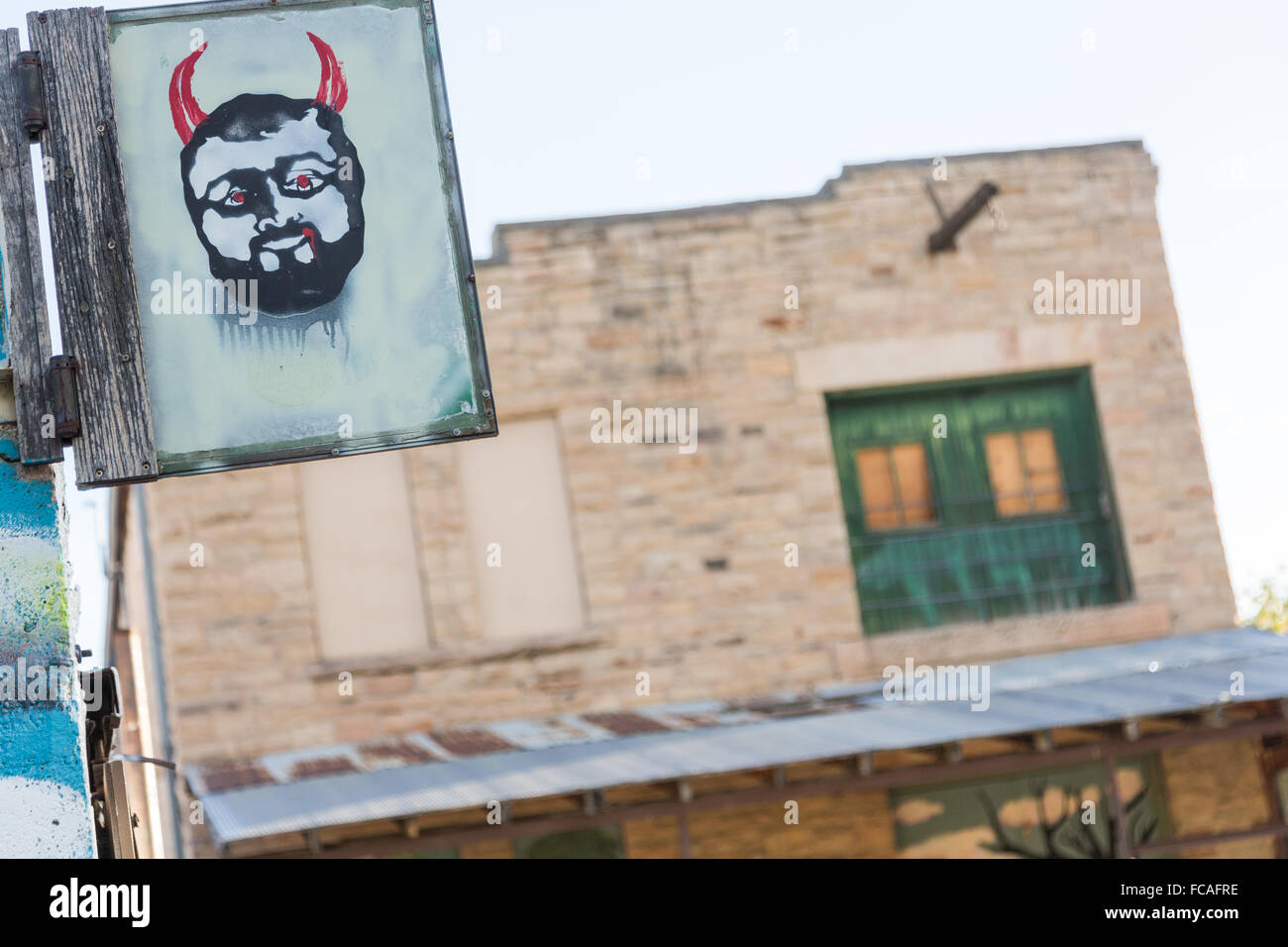 Devil mural painted on a building in Old Firehouse Alley in the Old ...