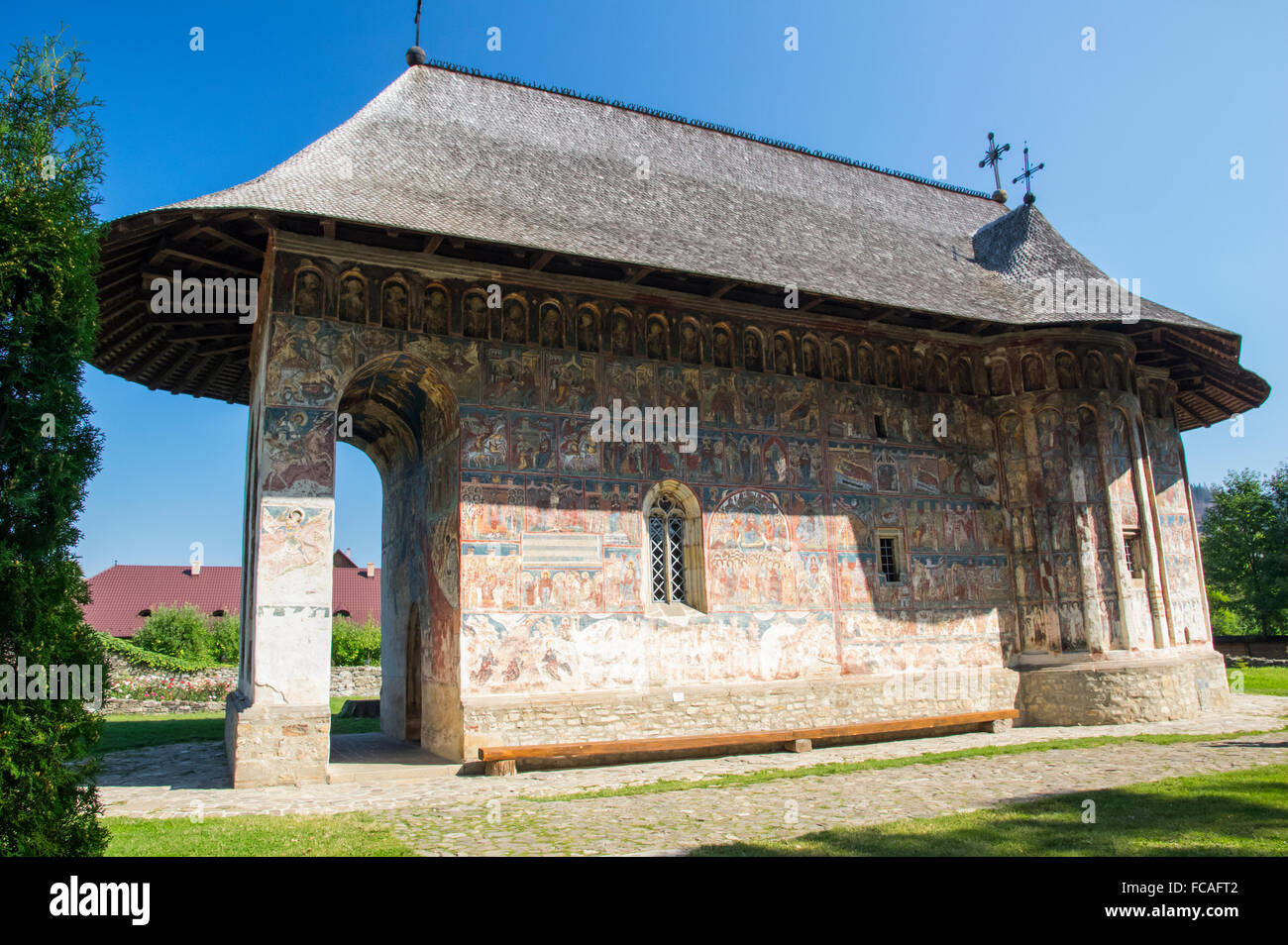 Medieval monastery of Humor in Bucovina, Romania (Unesco Heritage Stock ...
