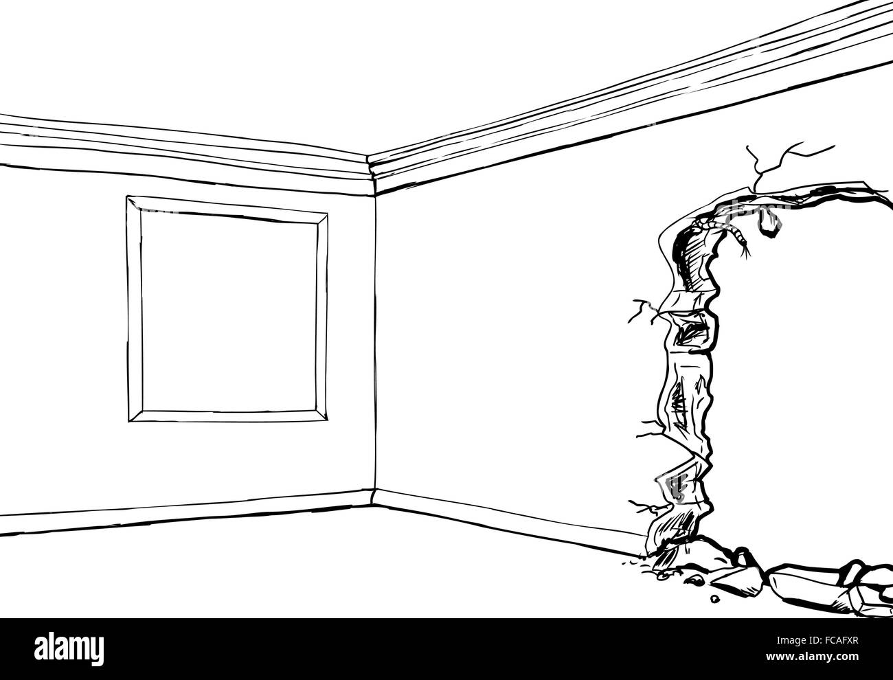 Destroyed wall Stock Vector Images - Alamy