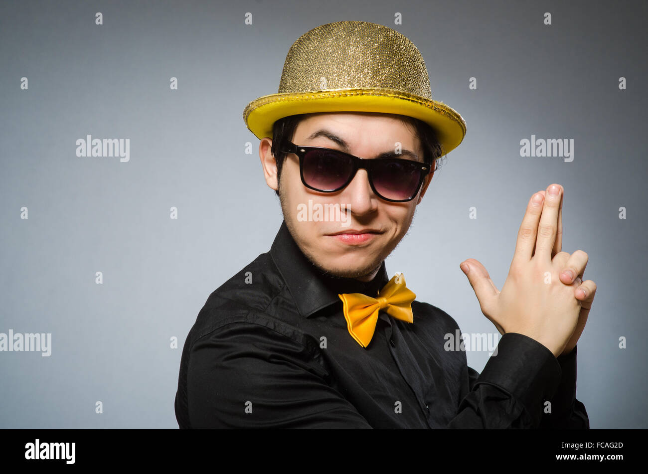 The funny man with vintage hat Stock Photo - Alamy