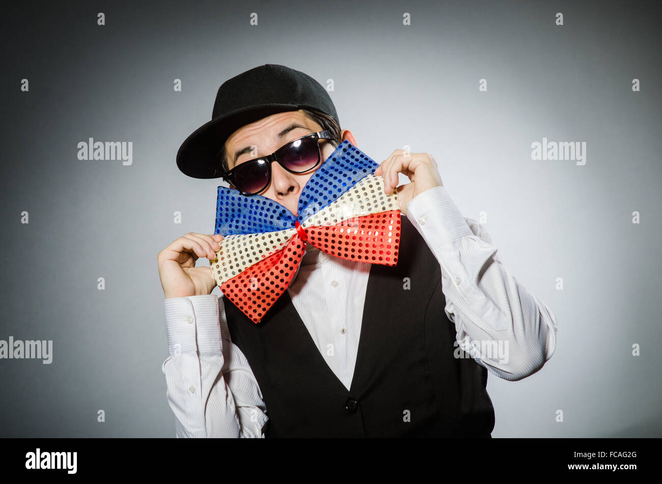 Fun surprise stupid man glasses hi-res stock photography and images - Alamy