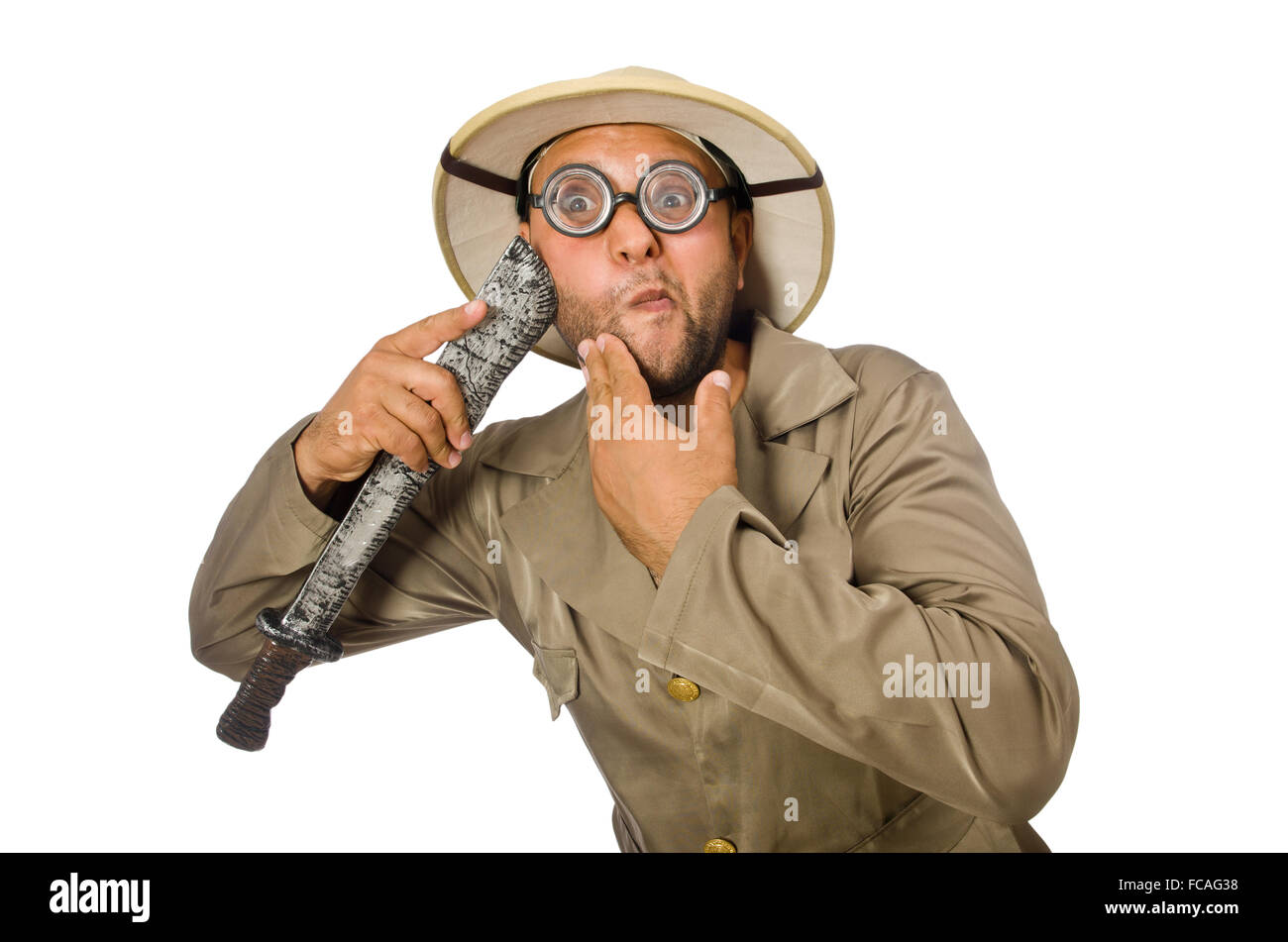 Man with knife isolated on white Stock Photo - Alamy