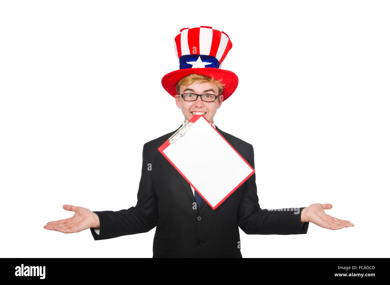 Man wearing hat with american symbols Stock Photo - Alamy