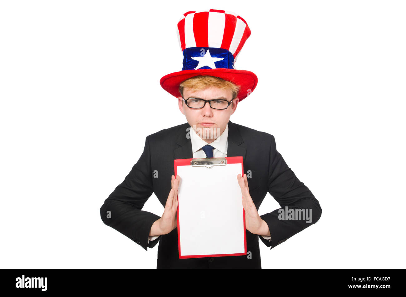 Man wearing hat with american symbols Stock Photo - Alamy