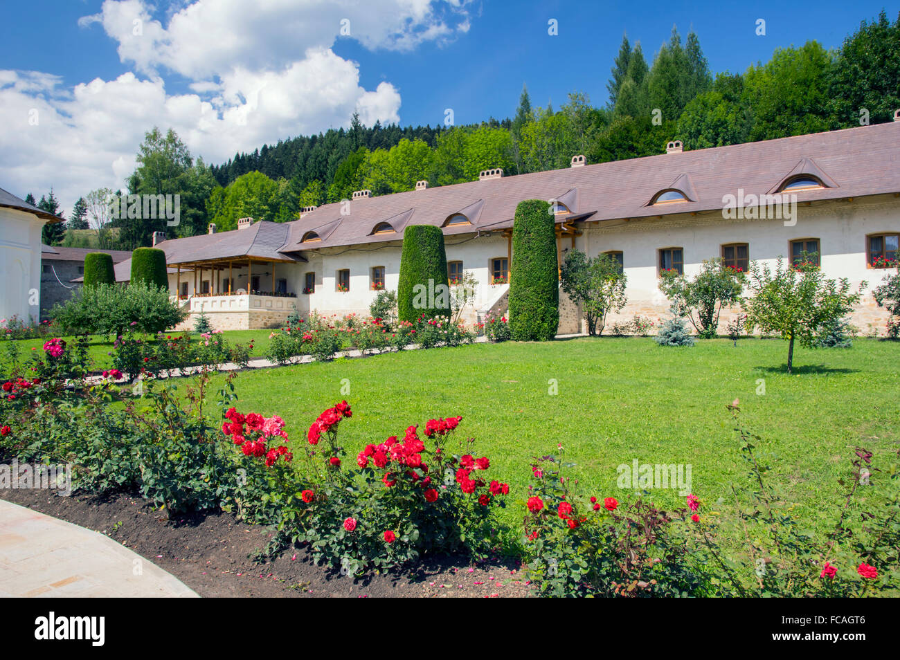 Romanian monastery Putna and surrounding walls (Unesco Heritage Stock ...