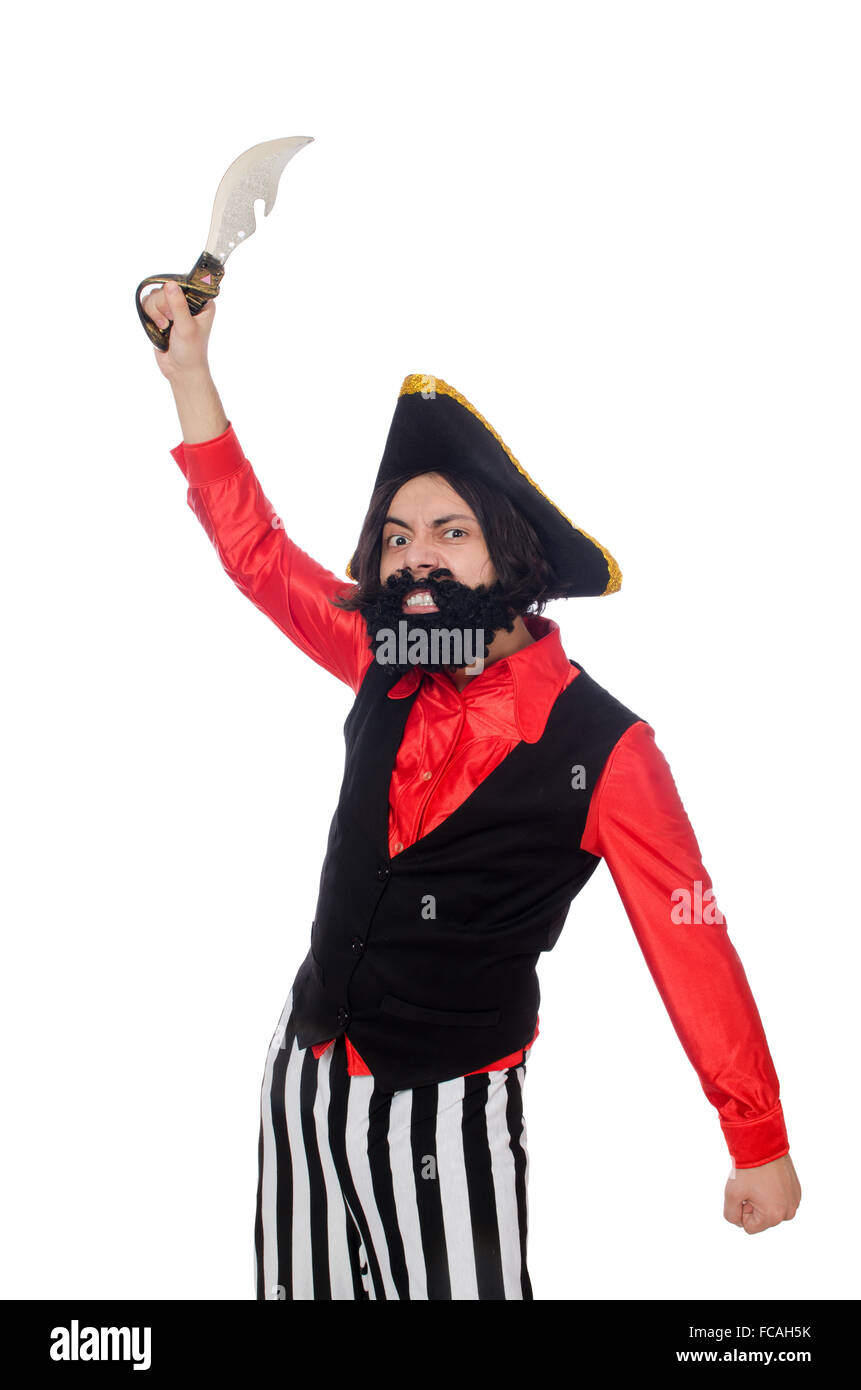 Funny pirate isolated on the white Stock Photo - Alamy