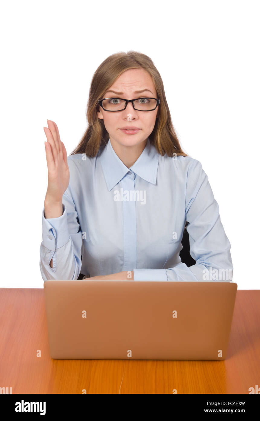 Student with laptop isolated on white Stock Photo - Alamy