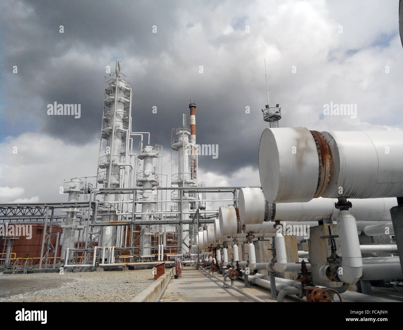 Heat exchangers for heating of oil. Oil refinery. Equipment for primary ...