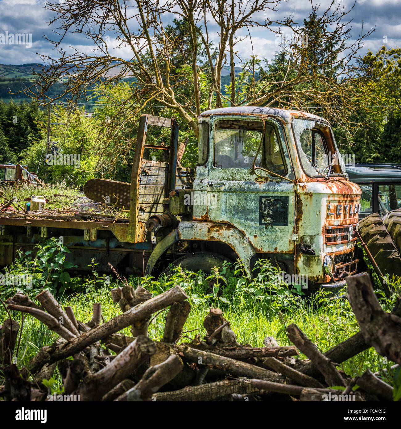 Derelict truck dumped on farmland Stock Photo - Alamy