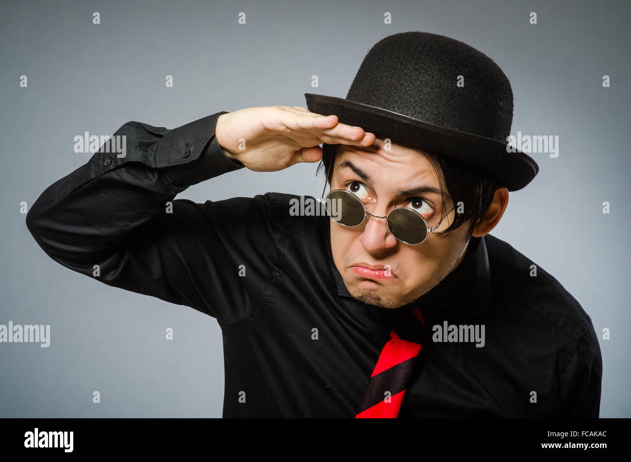 Funny man with vintage hat Stock Photo - Alamy