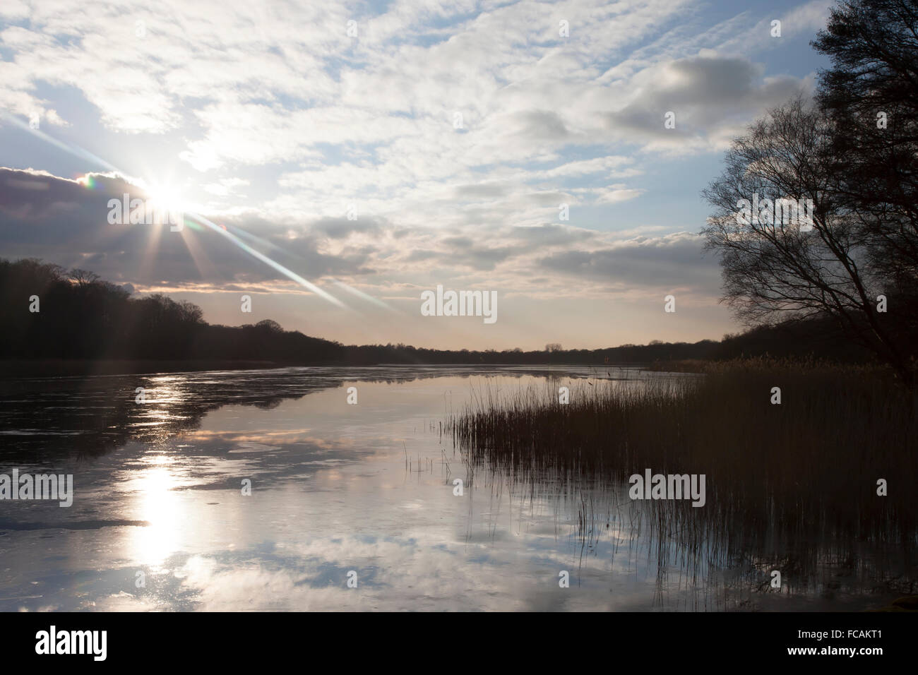Sunset over the Norfolk Broads, Ormesby Broad Stock Photo - Alamy
