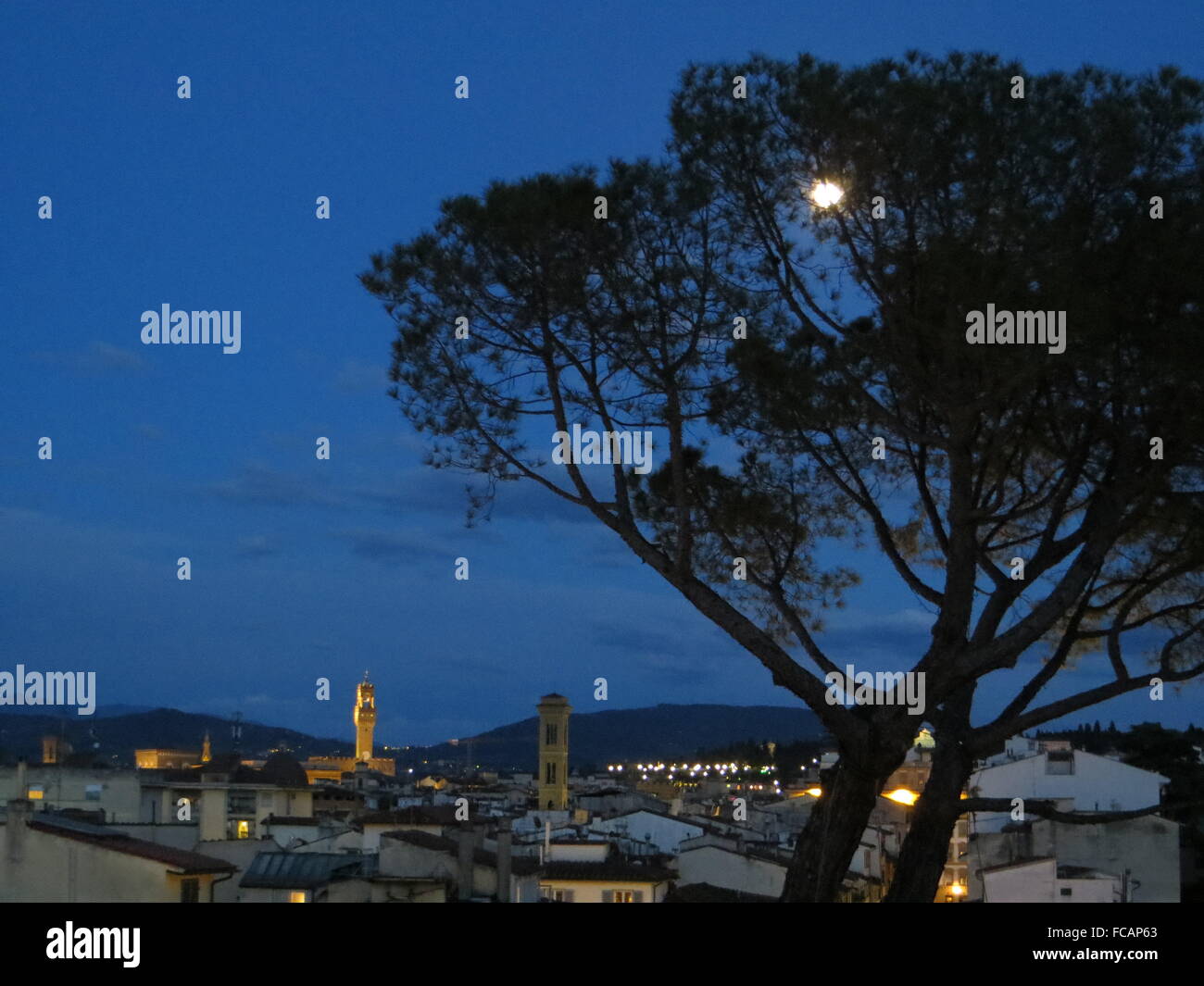 The moon rises over Florence, Italy Stock Photo - Alamy