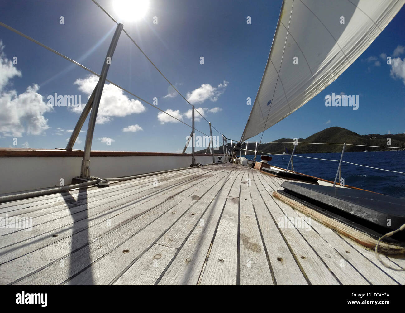 A sail boat in action in the Caribbean Stock Photo - Alamy