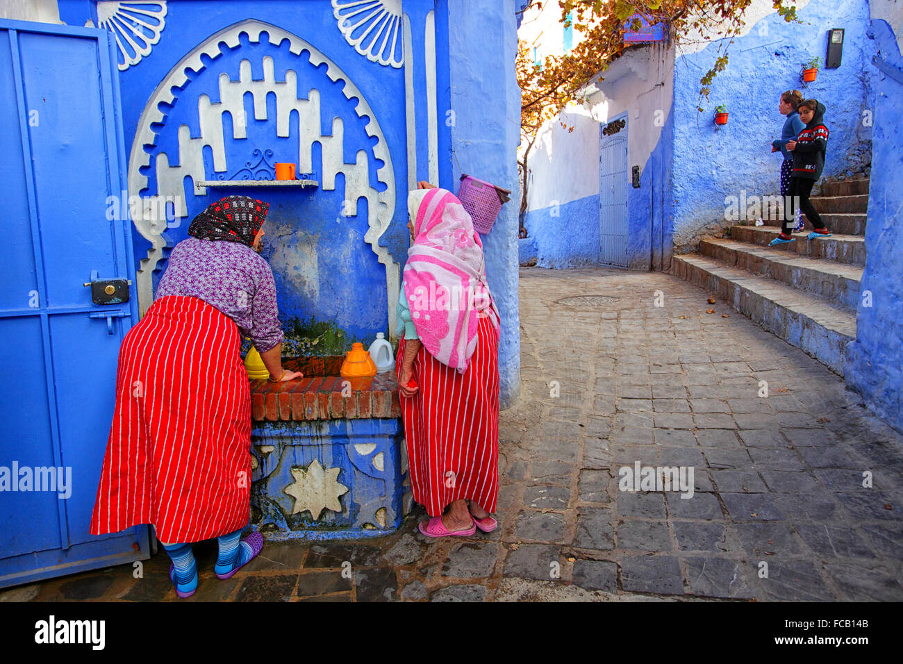 The blue walls of Chefchaouen, Morocco, which lies in the foothills of ...