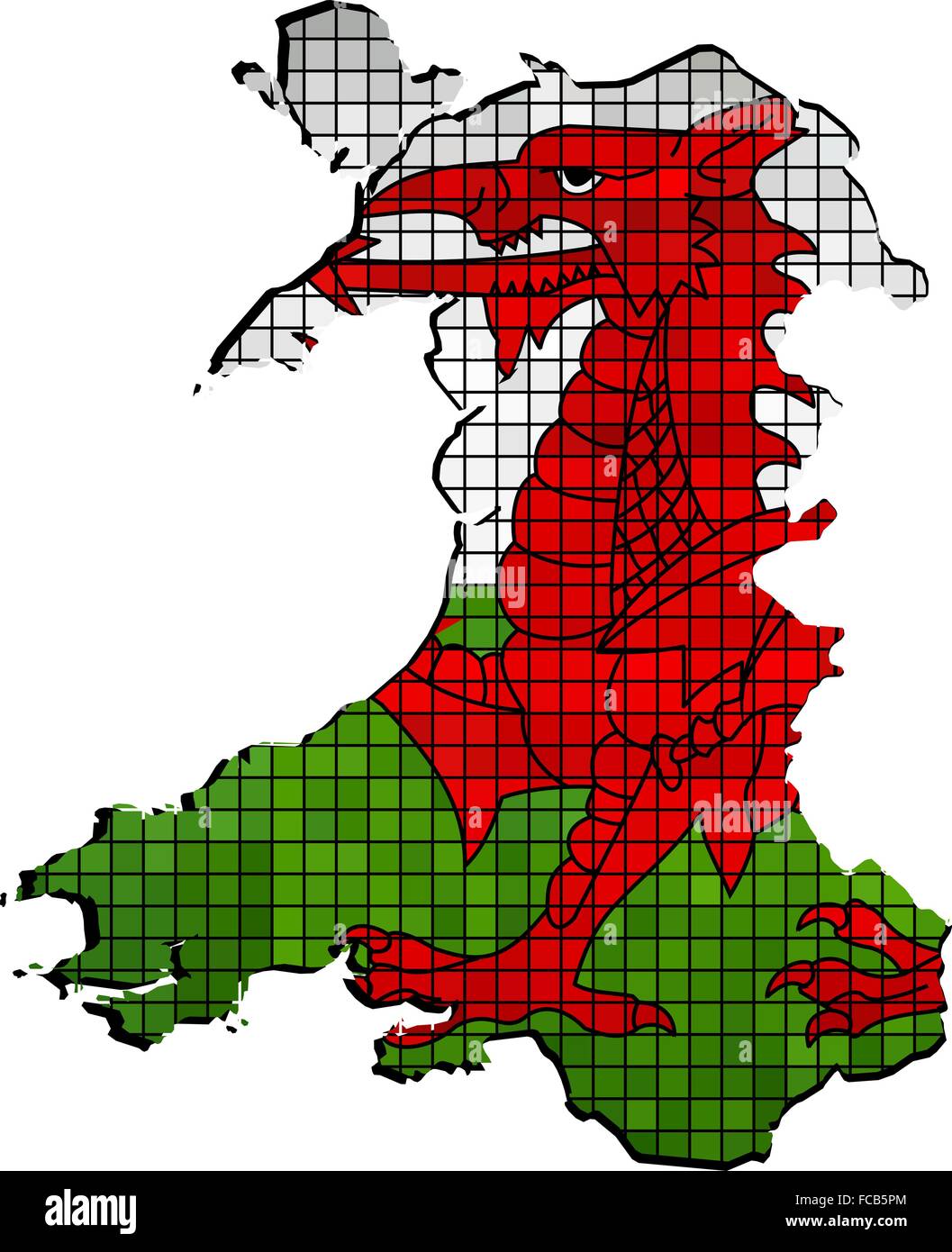 Wales map with flag inside Stock Vector Image & Art - Alamy
