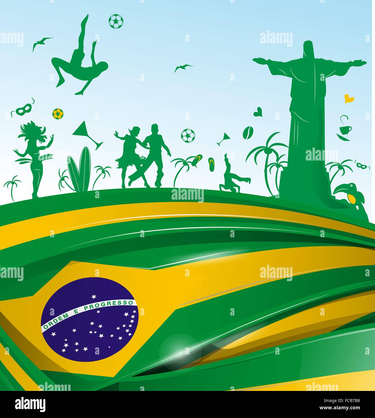 brazil background with flag and symbol set Stock Vector Image & Art - Alamy