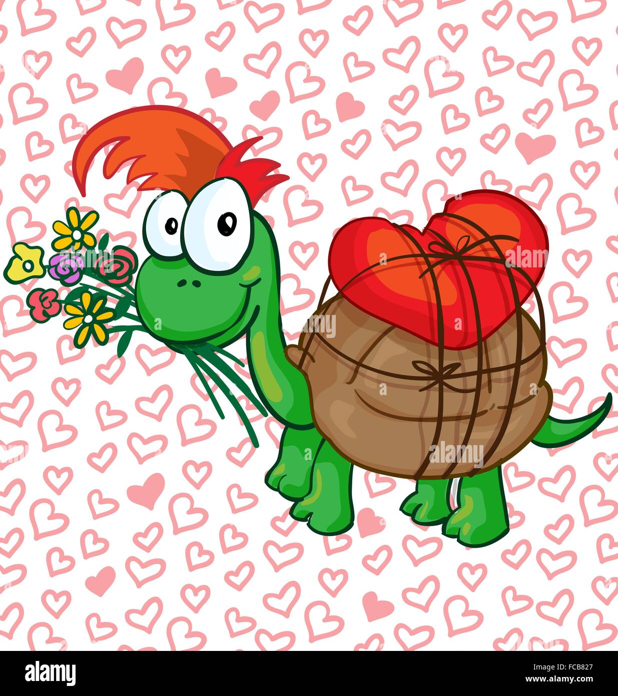 Vector illustration of a in love cartoon turtle Stock Vector Image ...