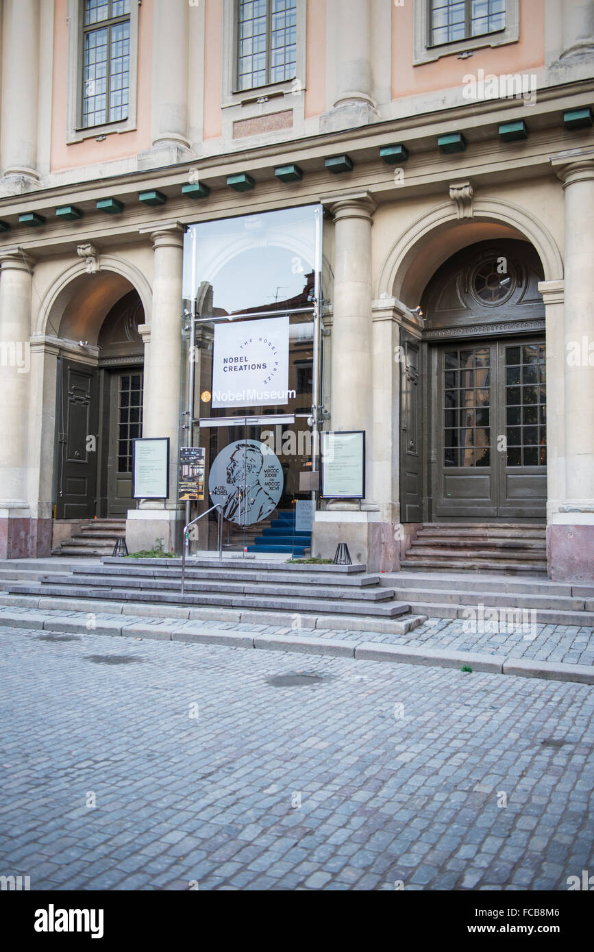 The Nobel Museum, dedicated to Alfred Nobel, in Stockholm, Sweden Stock ...