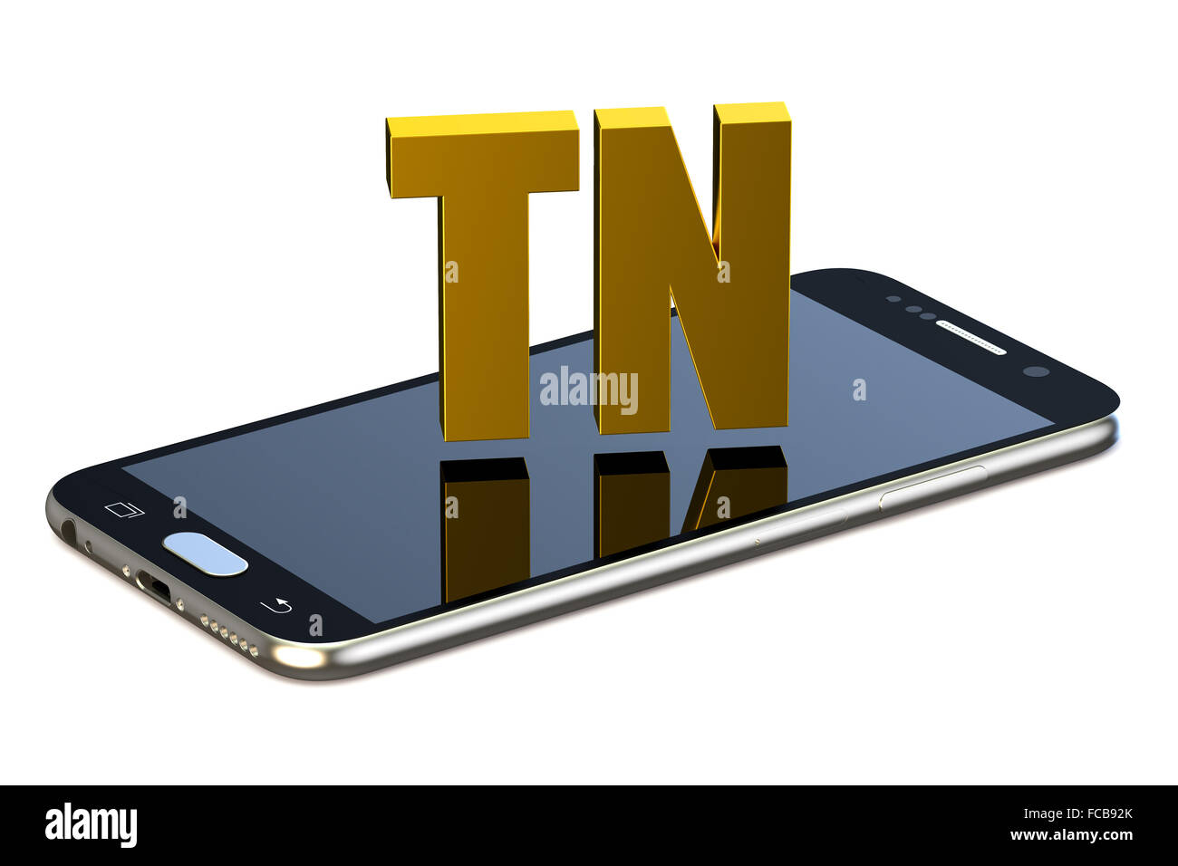 TN concept with smartphone isolated on white background Stock Photo - Alamy