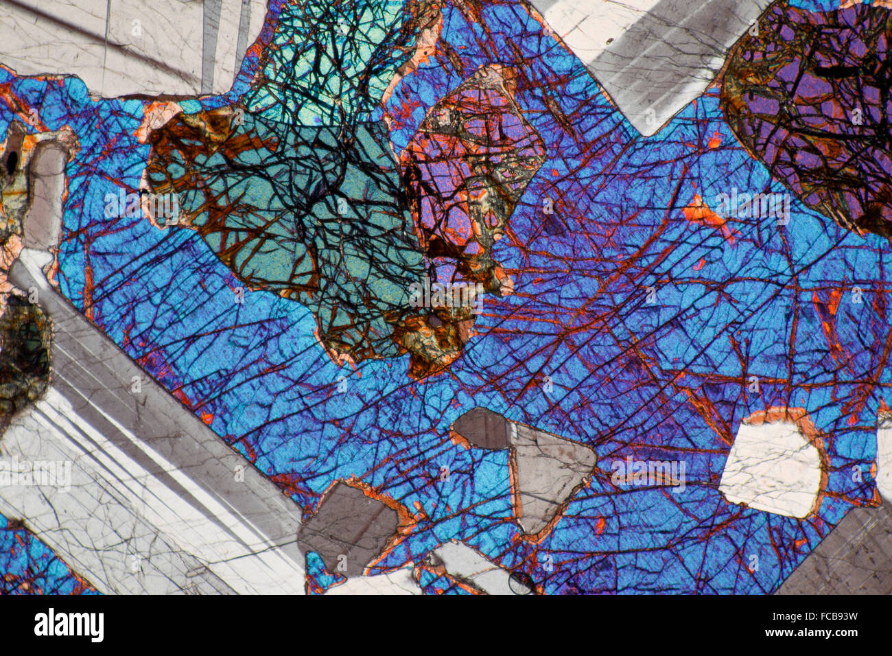 Olivine Norite Gabbro cross polarized photomicrograph Stock Photo - Alamy