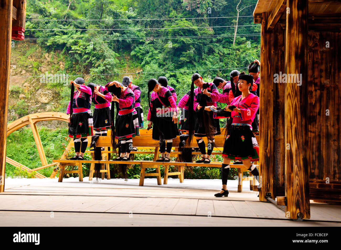 Huangluo Yao Village,Village performance,Surrounding Area Rice Terraces ...