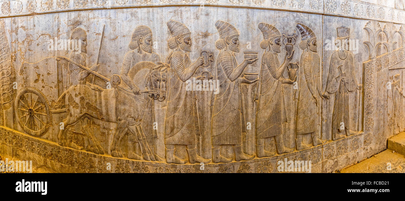 Relief in Persepolis panoramic Stock Photo - Alamy