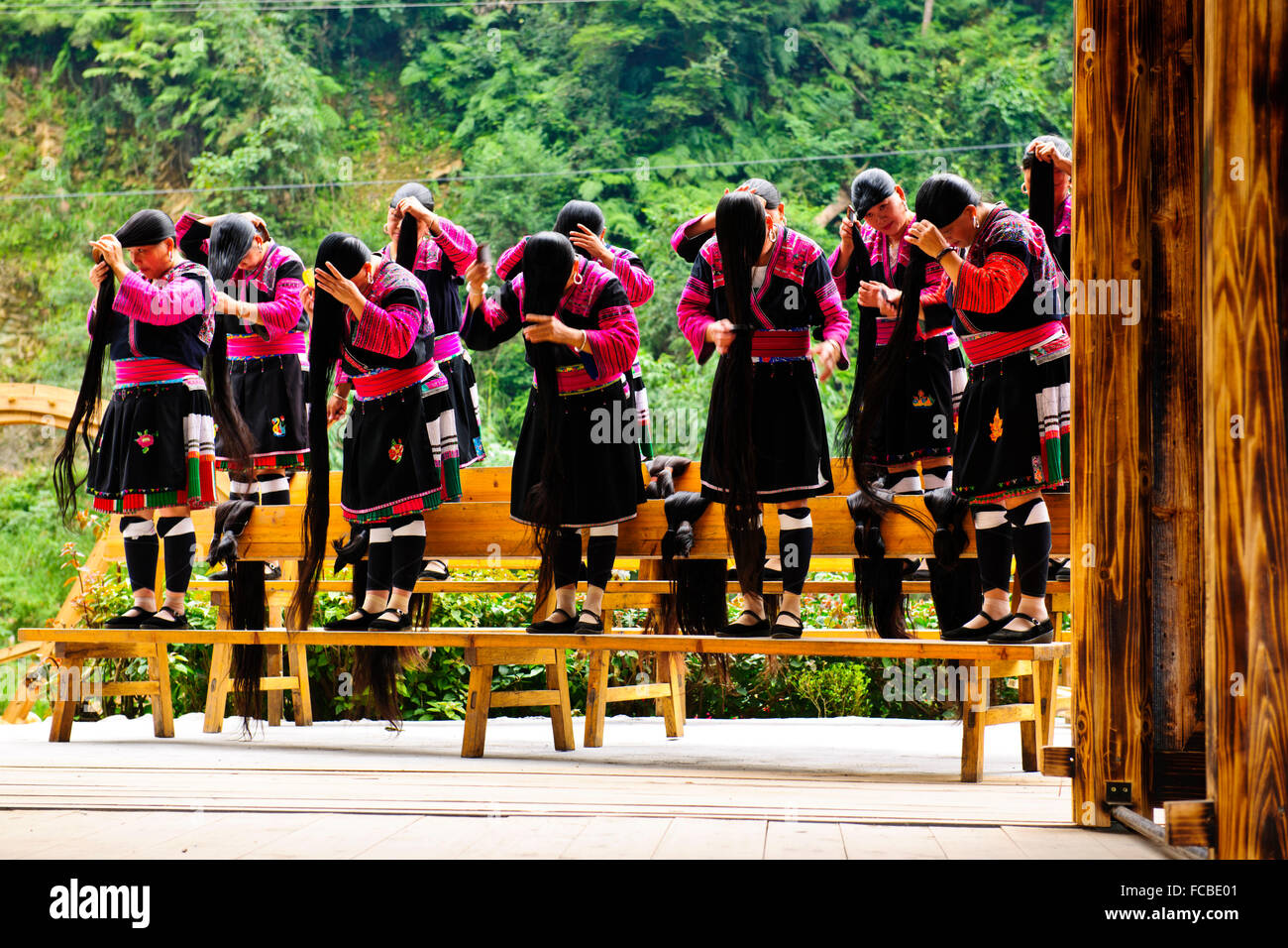 Huangluo Yao Village,Village performance,Surrounding Area Rice Terraces ...