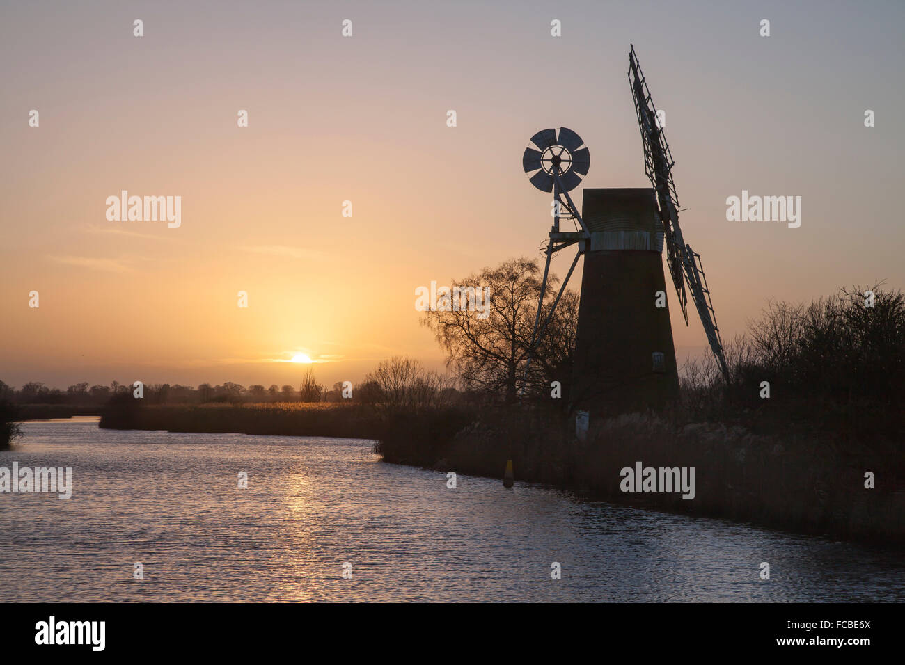 Turf Fen Windmill, Norfolk, at sunset Stock Photo - Alamy