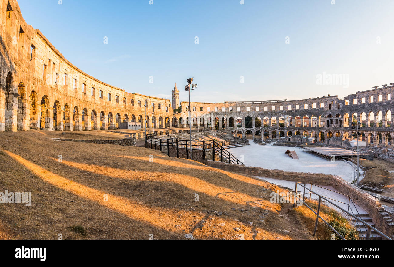 Inside of Ancient Roman Amphitheater in Pula, Croatia, Famous Travel ...