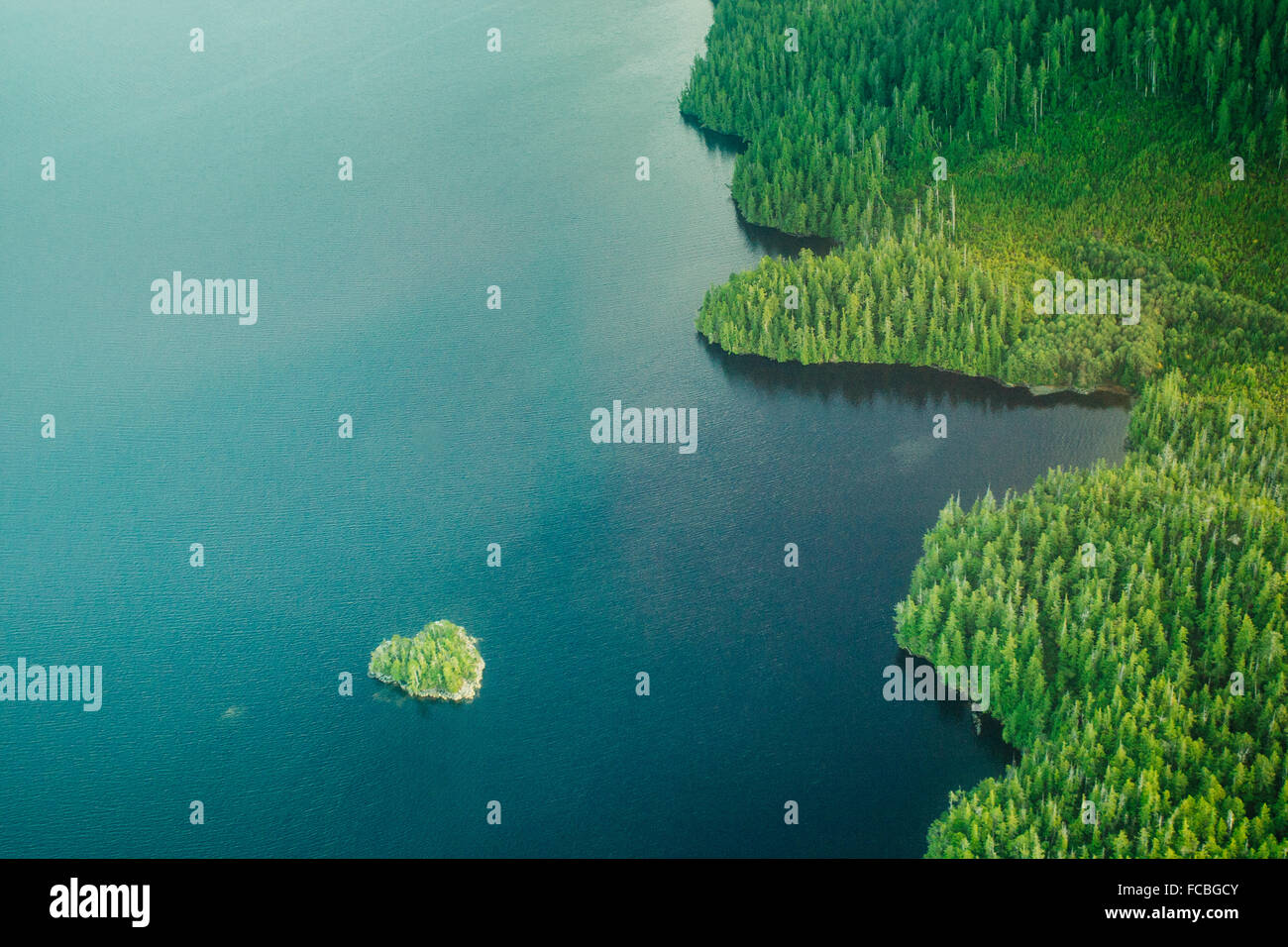Aerial view of a small islet north of Tofino Stock Photo - Alamy