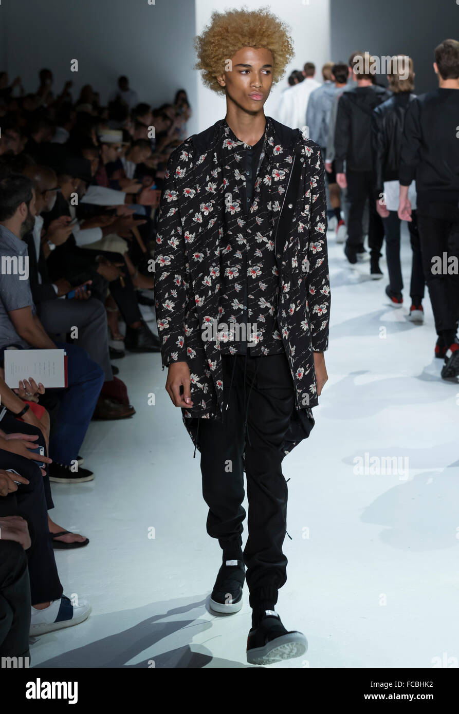 NEW YORK, NY - JULY 14, 2015: Michael Lockley walks the runway during ...