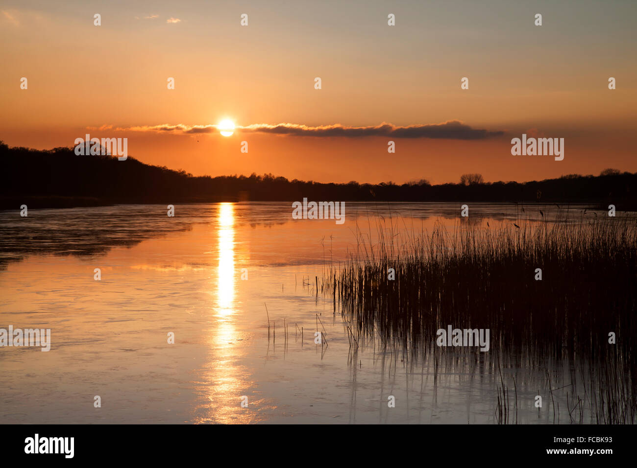 Sunset over the Norfolk Broads, Ormesby Broad Stock Photo - Alamy