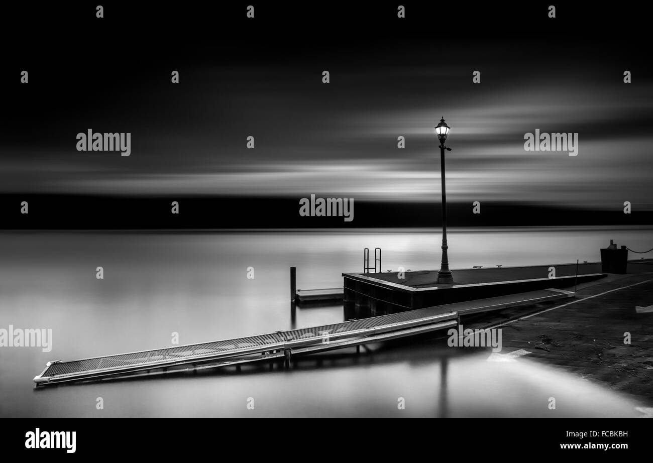 Waterfront jetty Black and White Stock Photos & Images - Alamy
