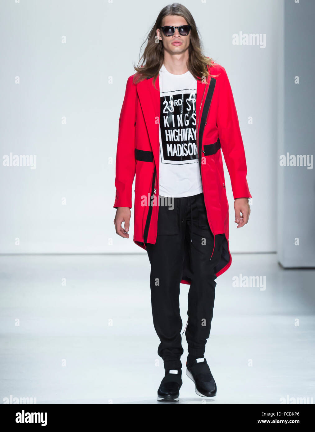 NEW YORK, NY - JULY 14, 2015: Cameron Keesling walks the runway during ...